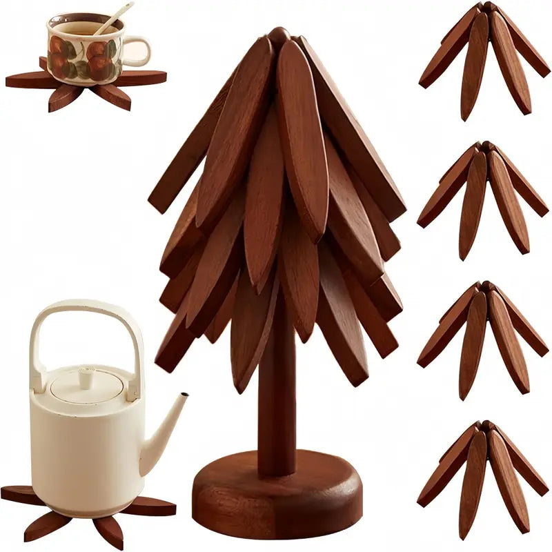 Sakerplus® Wooden Tree Trivets For Hot Dishes 4pcs – sakerplusuk